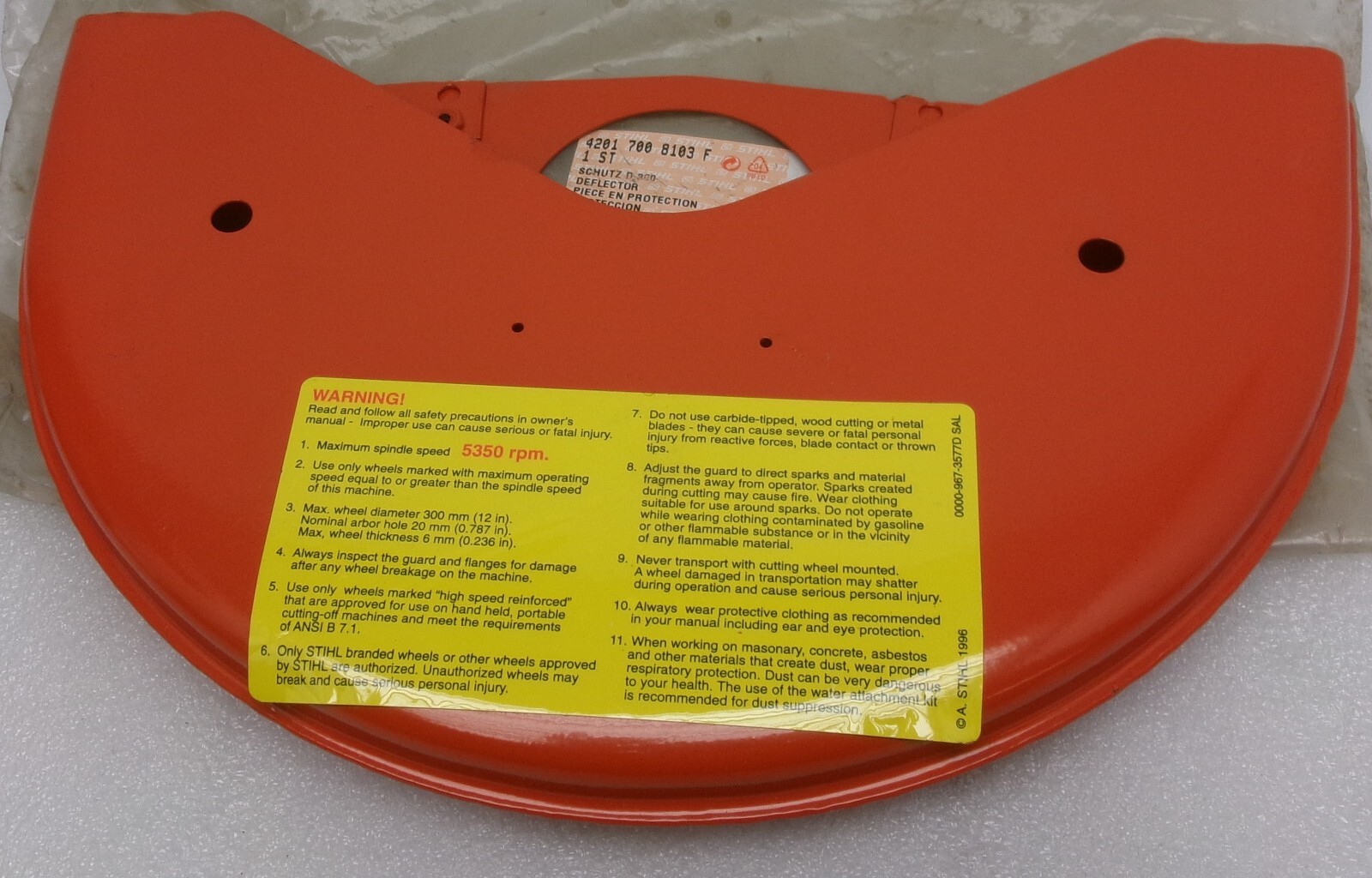 Stihl 4201 700 8103 OEM TS350 Concrete Saw 12" Deflector #HW60H | eBay