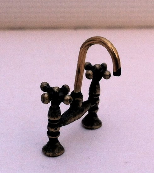 Antique Brass Mixer Tap, Dolls House Miniatures, D.I.Y Fixtures & Fittings | eBay