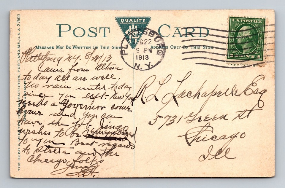 Ausable Chasm NY-New York Coming Down In The Boat Vintage c1913 ...