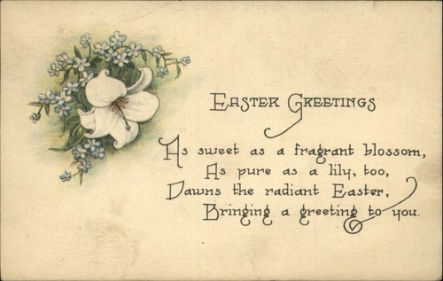 EASTER White lily blue flowers Poem ~ 1922 DPO Graham Station WV | eBay