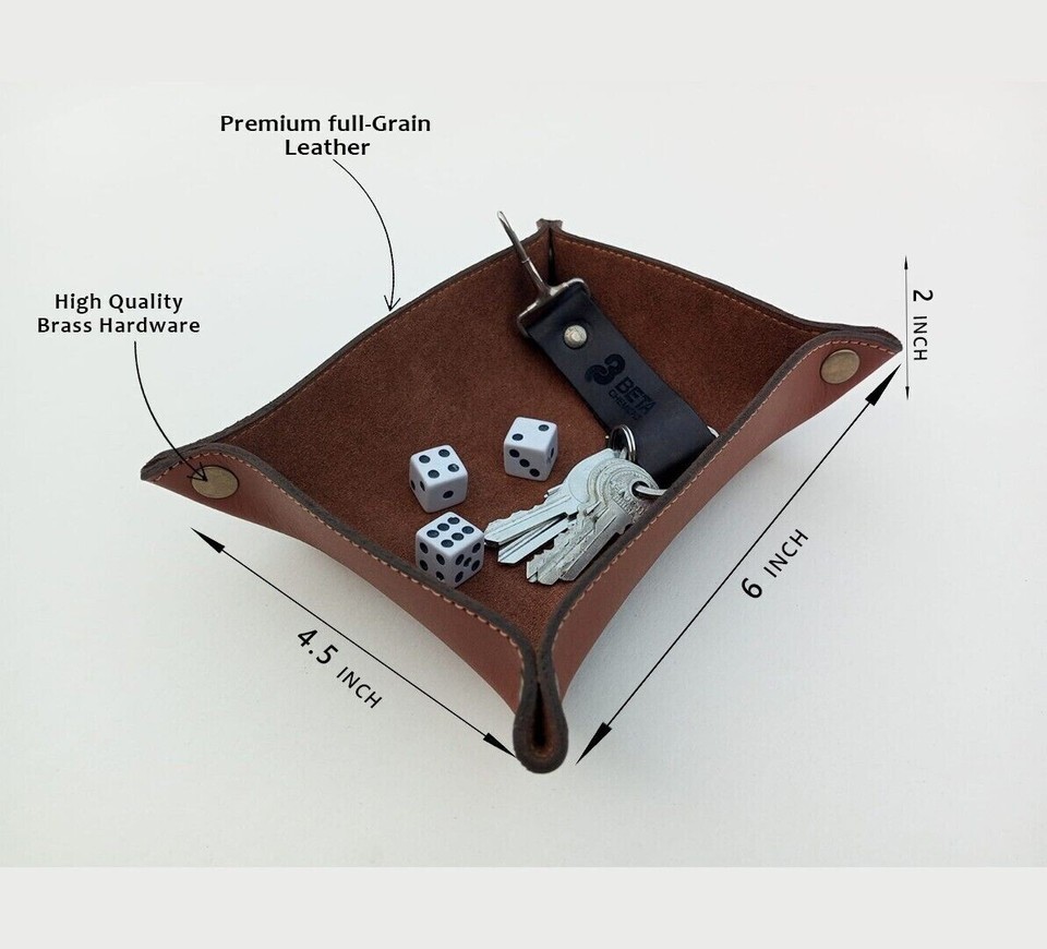 Genuine Leather Valet Tray Desk Caddy Key Wallet Tray Jewelry Catchall ...