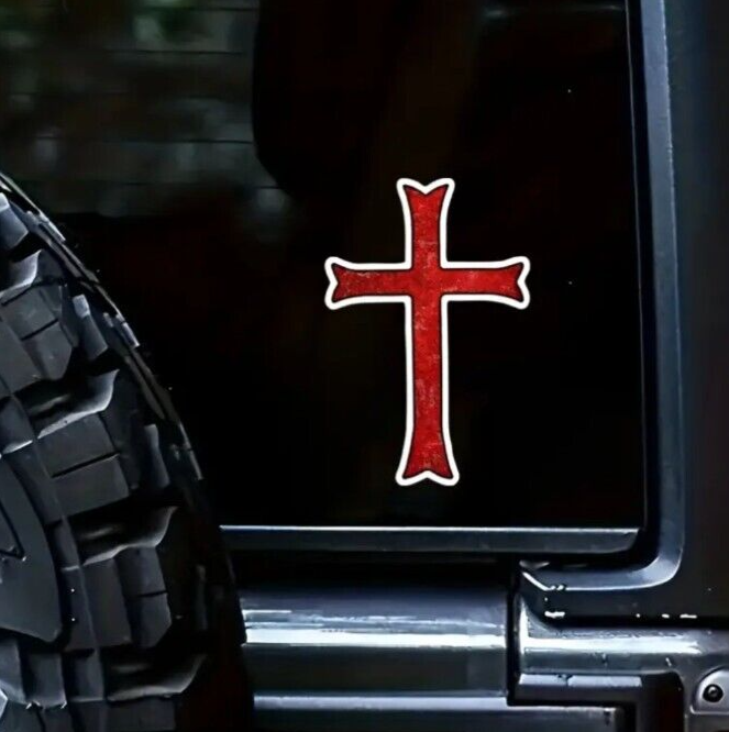 KNIGHTS TEMPLAR Cross Red Car Sticker St George Dragon Freemason ...