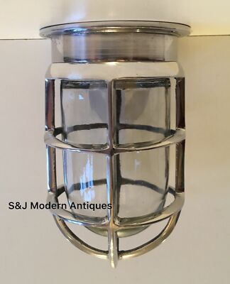 Industrial Wall Ceiling Cage Light Bulkhead Silver Marine Aluminium ...