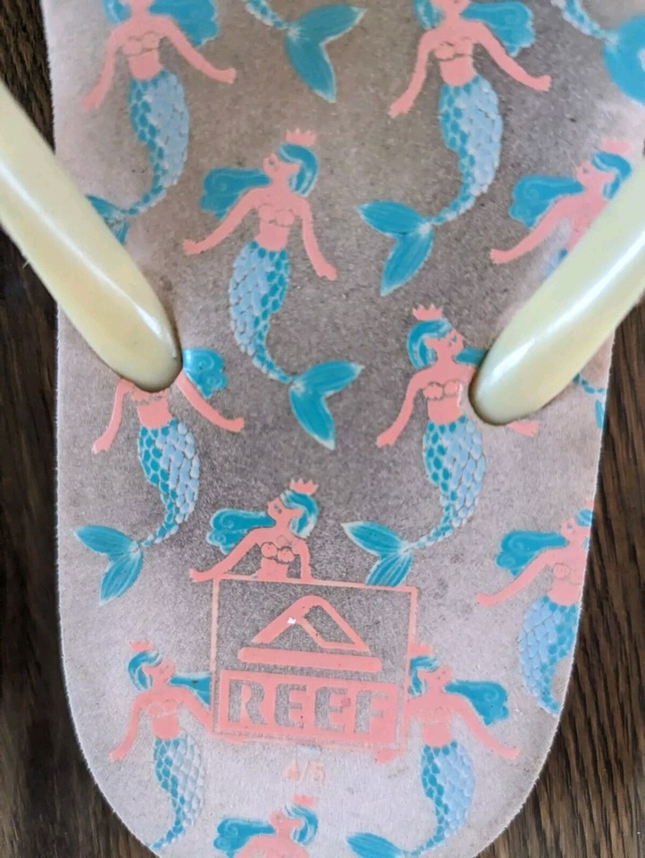 Size US 4/5 Youth Reef Girl Glitter Mermaids Flip Flops Pink | eBay