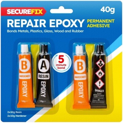 4 x Epoxy Glue Resin Strong Adhesive Kit Hardener Bonds Metal Plastic ...