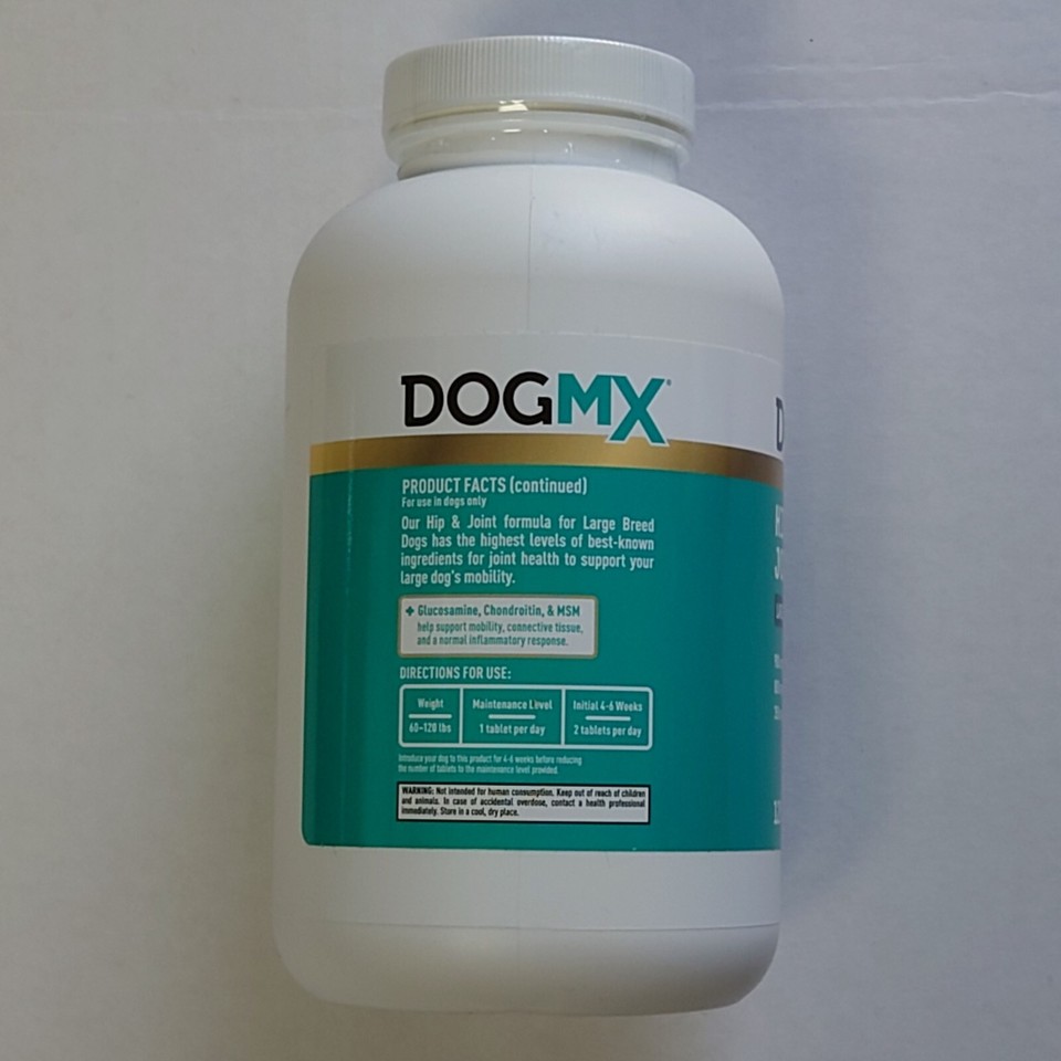 DogMX Hip & Joint Large Dog Breeds (120 Tablets) Savory Flavor Ages 1 ...