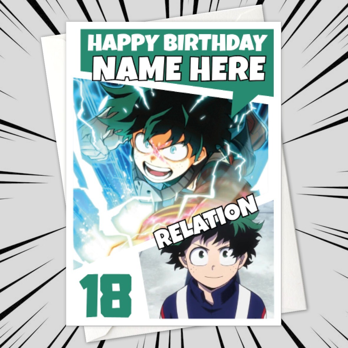 Personalised DEKU Birthday Card • personalized my hero academia ...