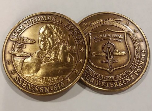 USS Thomas A Edison Challenge Coin SSBN 610 Nuclear Ballistic Missile ...