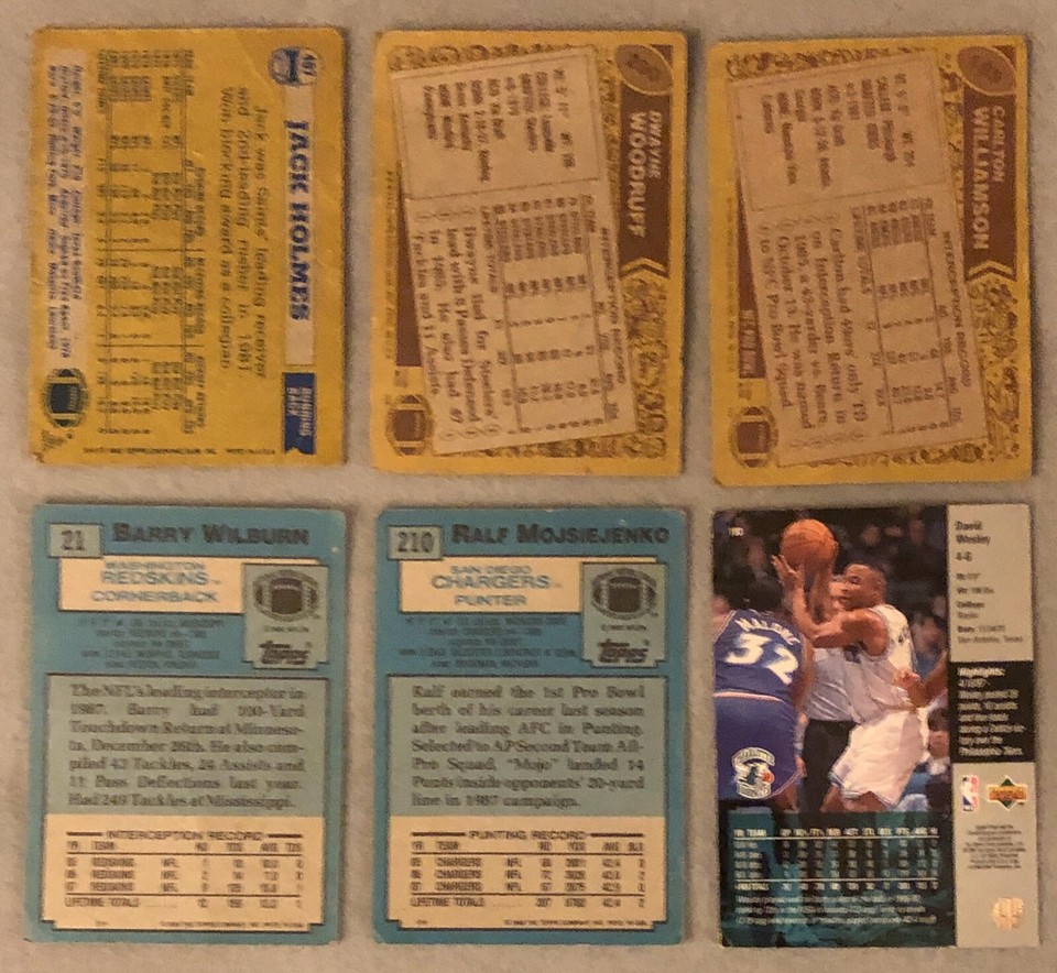 5 Vintage NFL Trading Cards ‘82-88 Jack Holmes Dwayne Woodruff Barry ...