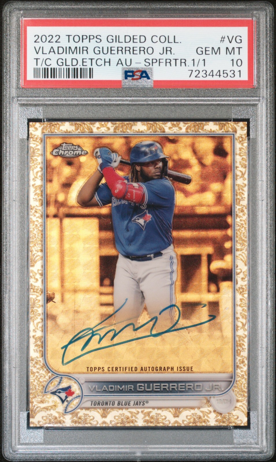 2022 Topps Chrome Gilded Vladimir Guerrero AUTO🔥SUPERFRACTOR 1/1🔥PSA 10 ...