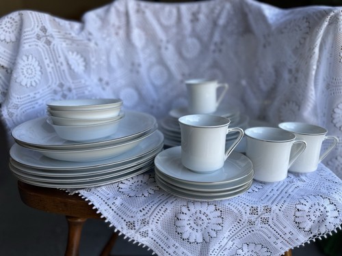 Elegant Thomas Germany Porcelain Dinnerware Set – Silver Rim | eBay