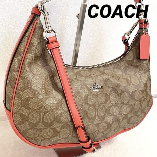 Extremely Model COACH Signature 2WAY Bag F58288 Beige Orange Handbag ...