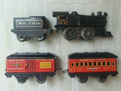 vintage American Flyer WIND UP Toy Train Set in Original Box; 13 Loco ...