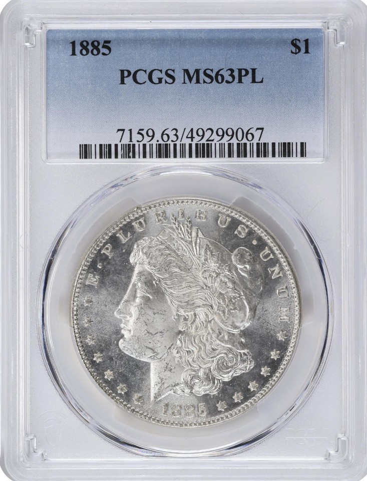 Morgan Silver Dollar 1885 PCGS MS-63 Proof-Like! Blast White! Great eye ...