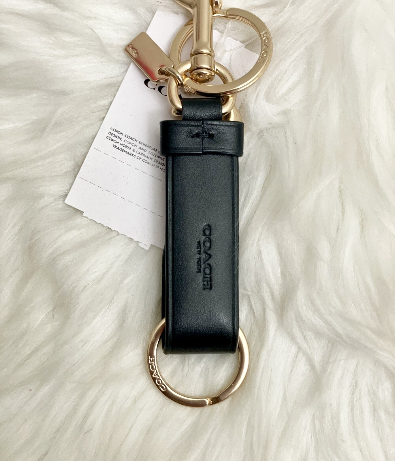 Coach Leather Trigger Snap Bag Charm Black Valet Key Ring Fob | eBay
