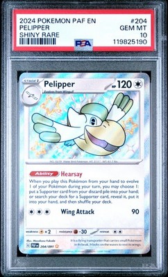 Pokemon TCG Pelipper 204/091 2024 Paldean Fates Shiny Rare Card - PSA ...