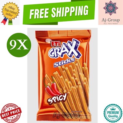 Pack de 9 bâtonnets de biscuits ETi Crax à saveur épicée (45 grammes ...
