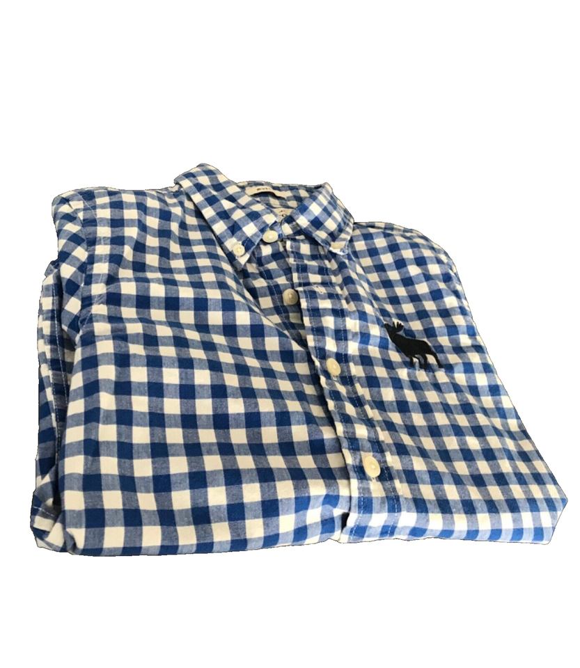 Abercrombie Kids blue white check button down Cotton shirt Youth L ...