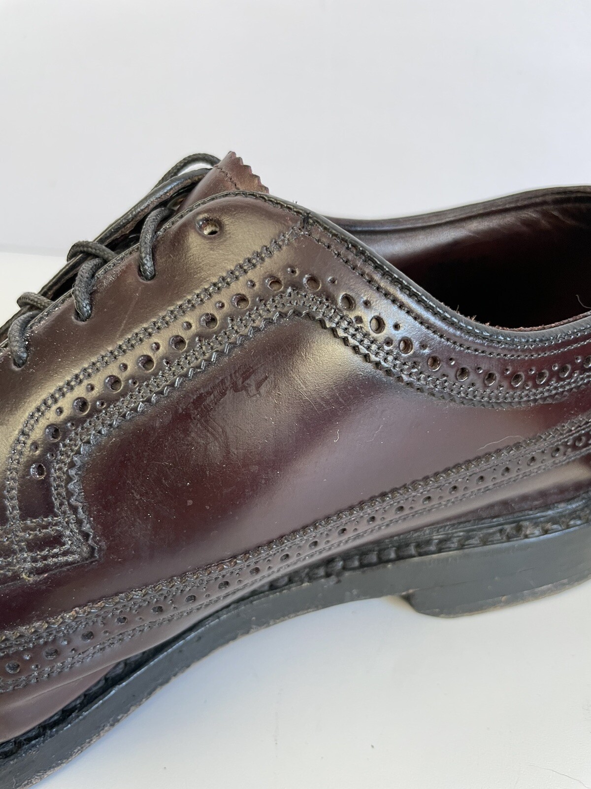 Florsheim Shell Cordovan Burgundy Wing Tip Mens Shoes… - Gem
