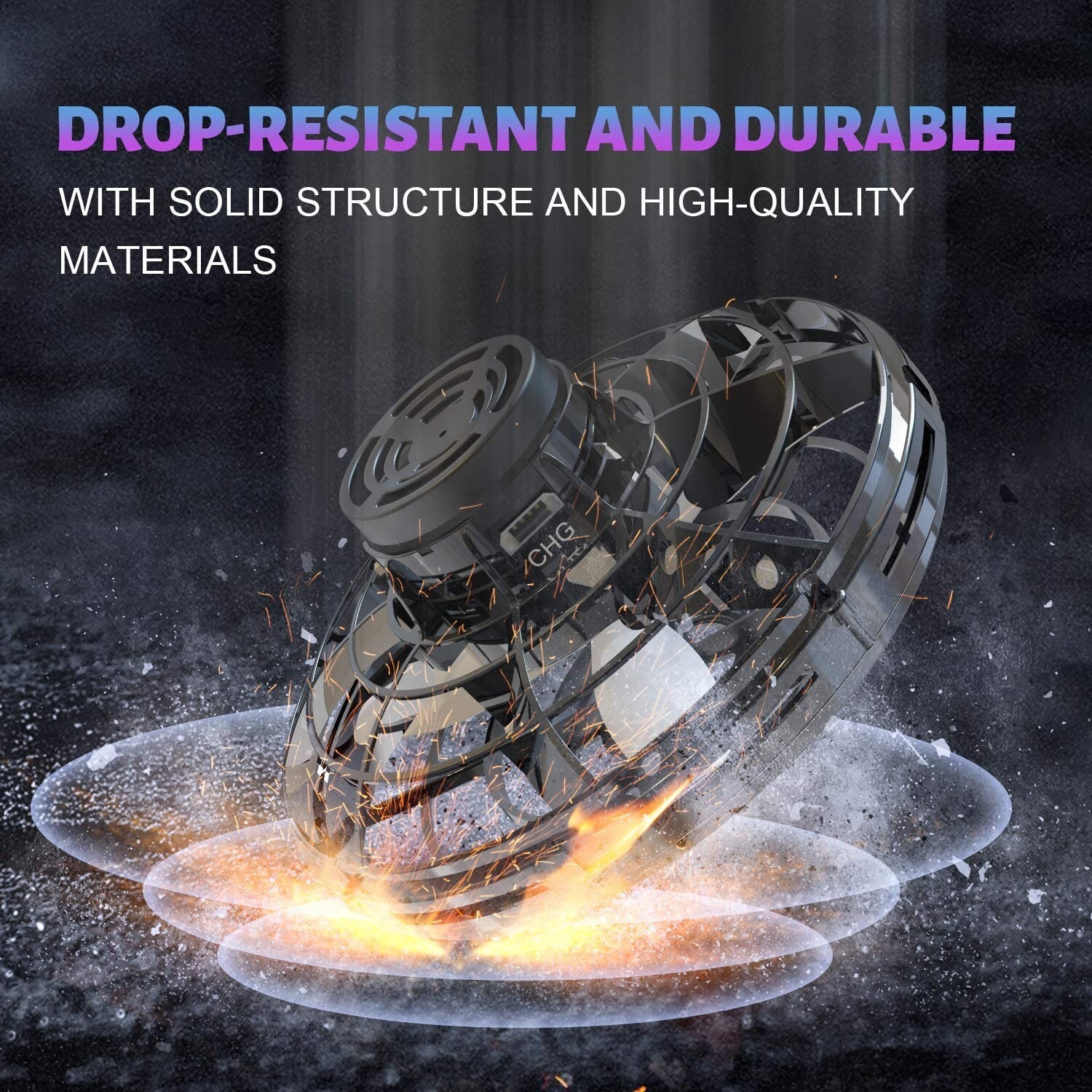 Flying Fidget Spinner Drone Ball UFO Stress Focus Hand Fun Toy LED Kids ...