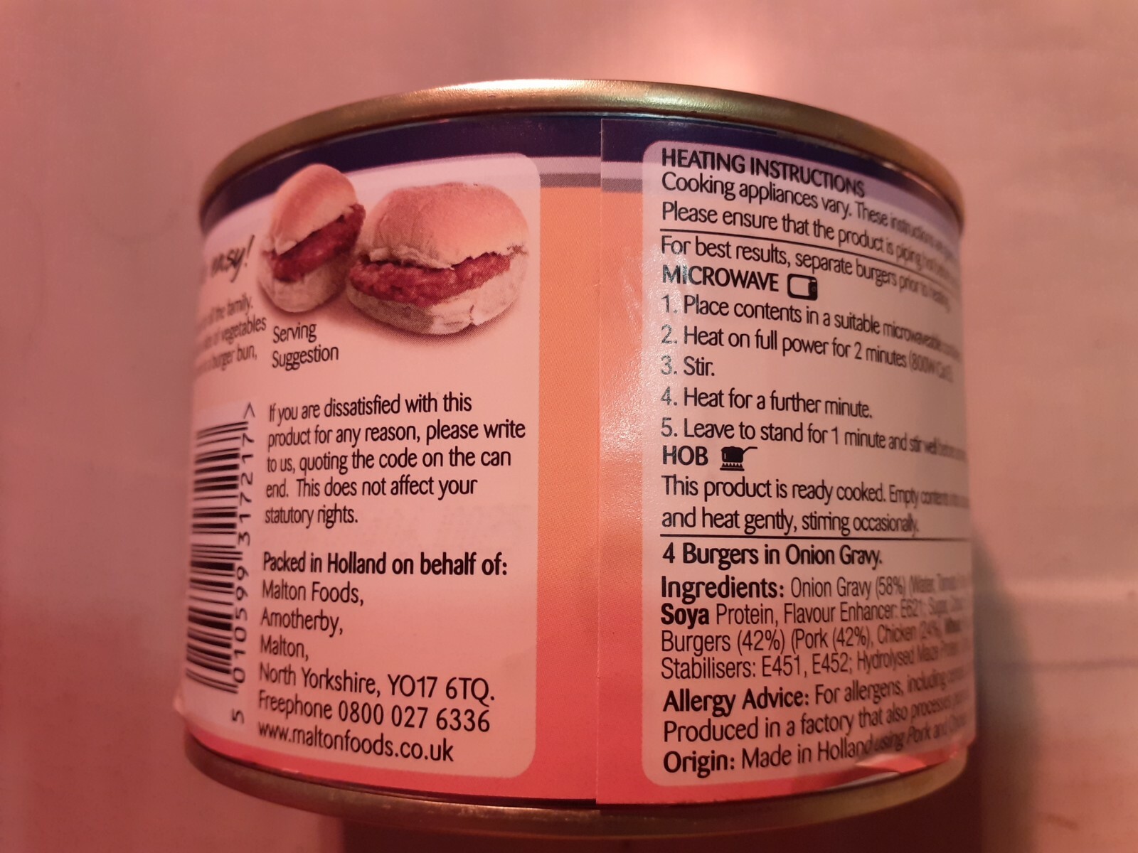 3x tins of Westlers 12 Burgers in onion and gravy.425g x 3=1275g. 3P&P ...