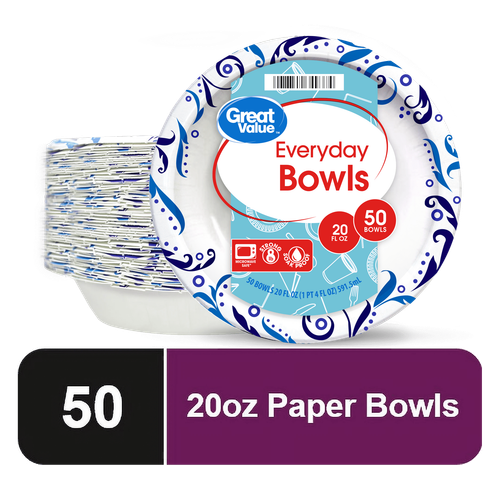 Everyday Disposable Paper Bowls, 20 oz, 50 Count | eBay