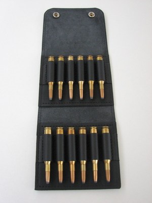 Leather AMMO wallet pouch 280 / 375 H&H/ 338win / 300Mg /458 / 270mag ...