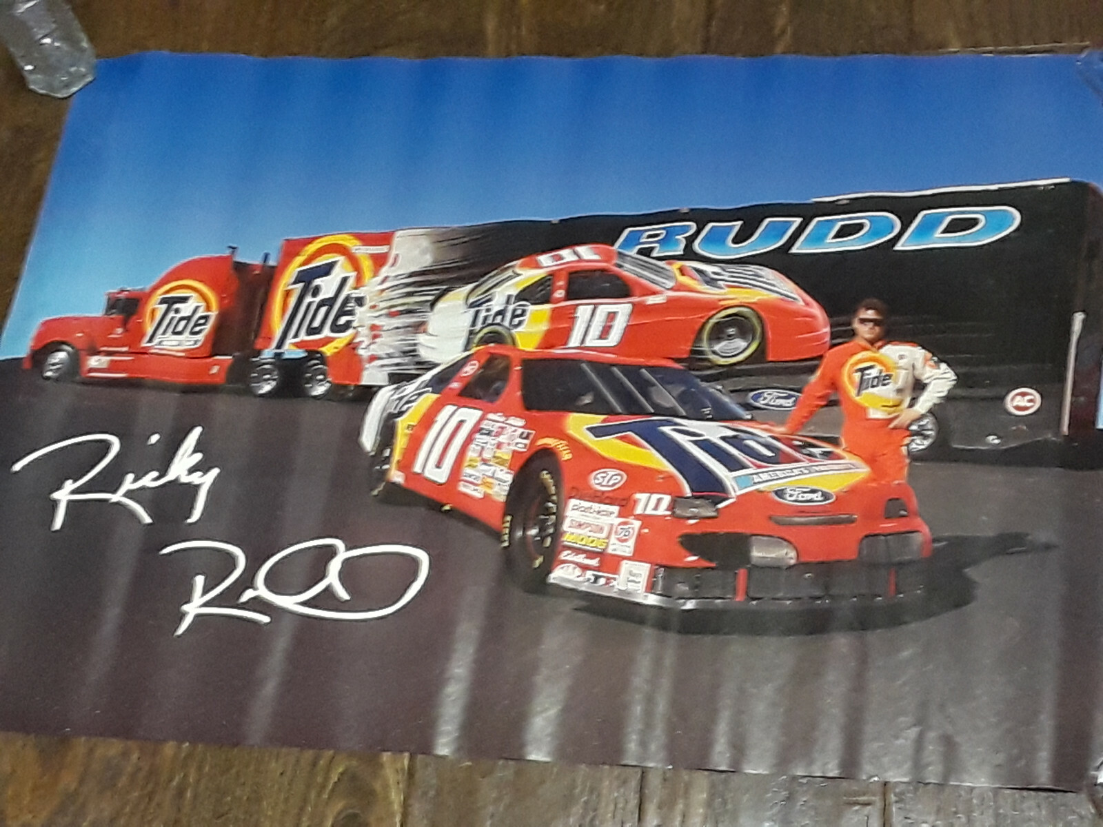 RICKY RUDD NASCAR WINSTON CUP TIDE #10 FORD/TIDE HAULER POSTER VINTAGE ...