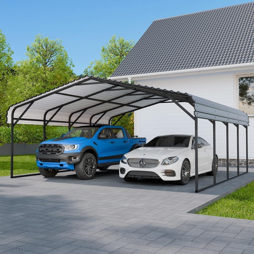 20x20ft Metal Carport Heavy Duty Upgraded Reinforce Car Shelter Garage ...