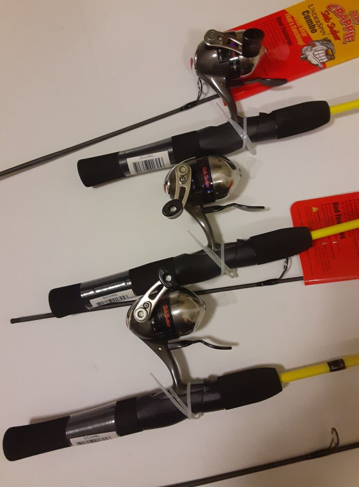 lot of 3 Lew's Mr Crappie slab shaker rod under spin reel Combo 4'6 ...