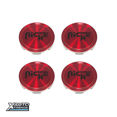4 x Niche Wheel Center Cap Gloss Red w/ Black Logo 1003-22QLB | eBay