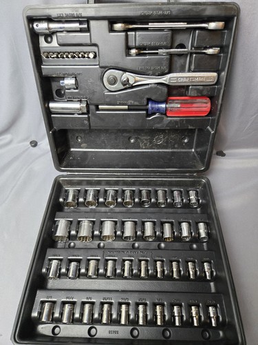 Craftsman 53 PC Mechanics Socket Tool Set USA Metric / SAE 1/4 6 Pt 3/8 ...