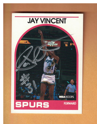 JAY VINCENT AUTOGRAPHED 1989-90 HOOPS BASKETBALL CARD SIGNED SAN ...