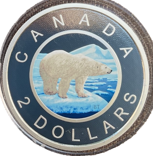 Canada 2016 POLAR BEAR Big Coins Series $2 Toonie 5 Oz Silver Colorized ...