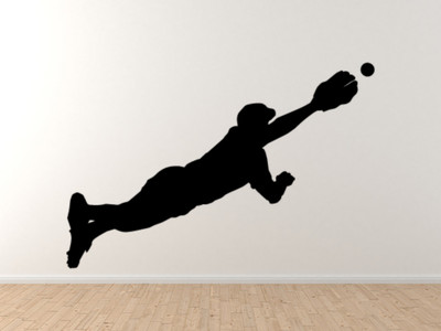 Sports Silhouette - Baseball Out Fielder Air Dive Catch - Vinyl Wall ...