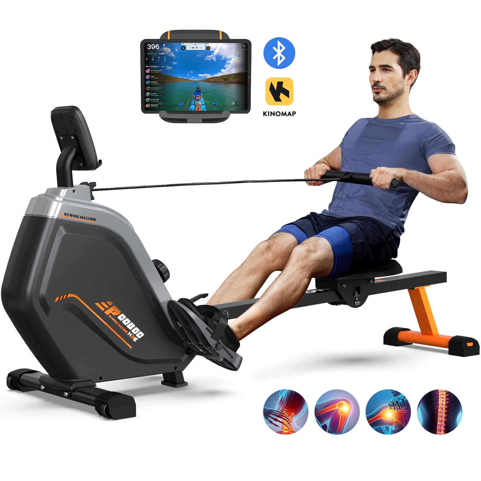 16 Levels Magnetic Fold Rowing Machines Rower Cardio Home Gym Exercise ...