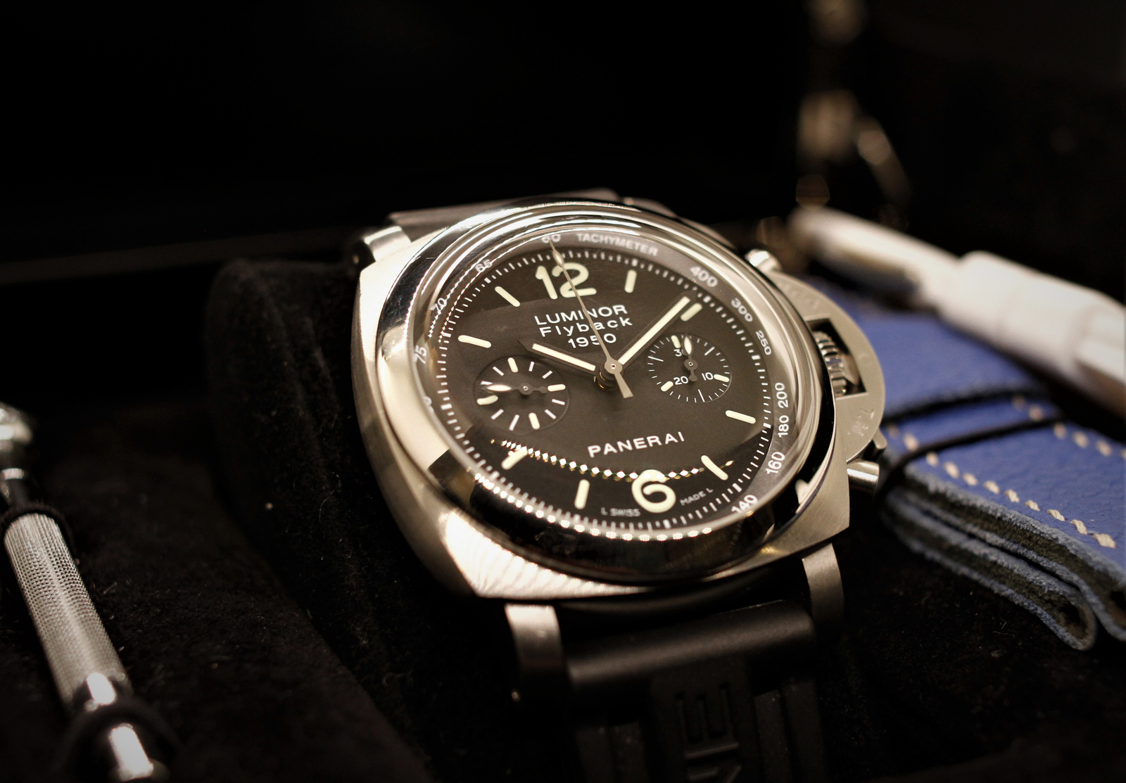 RARE Panerai Luminor Flyback Chronograph PAM 212 44mm Rubber Deployant ...