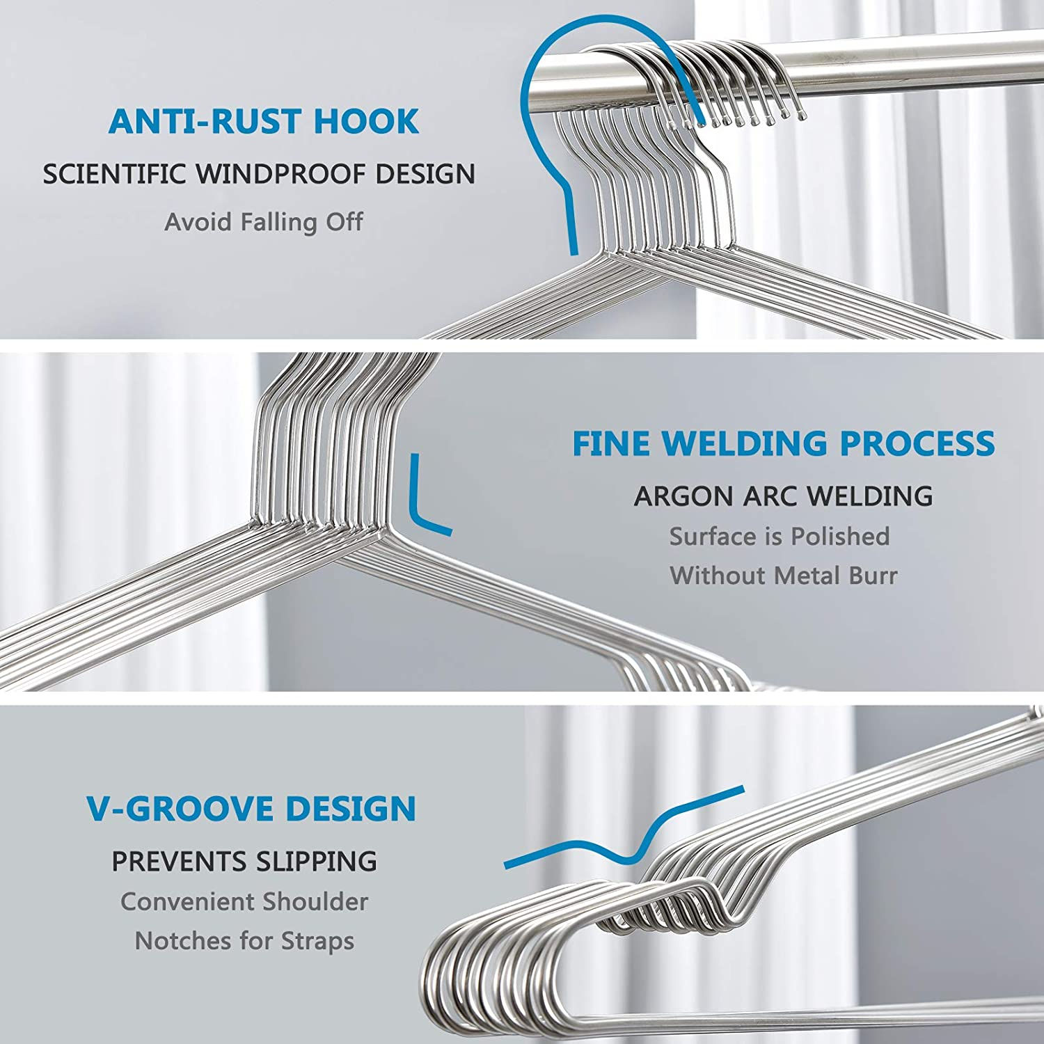 Wire Coat Hangers Strong Heavy Duty Stainless Steel Wire Metal Hanger ...