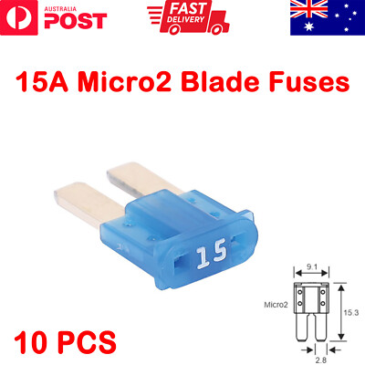 10 Pcs 15A Micro2 Blade Fuses - Blue Car Truck Auto Fuses 15 Amp Fuse ...