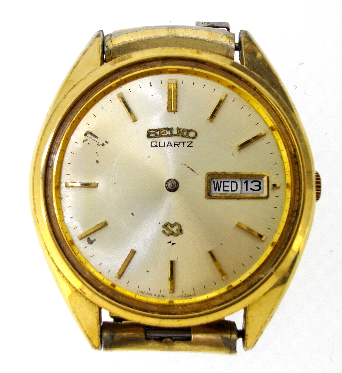 Seiko Quartz 2J Watch 4336-8089 Day Date Japan Not Running Seiko Quartz 2J Watch 4336-8089 Day Date Japan Not Running