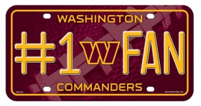Washington Commanders #1 Fan Metal License Plate, Licensed by Rico ...