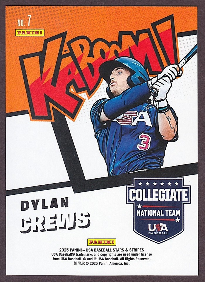 2025 Panini Stars & Stripes USA Collegiate Dylan Crews KaBoom! Case Hit SSP | eBay