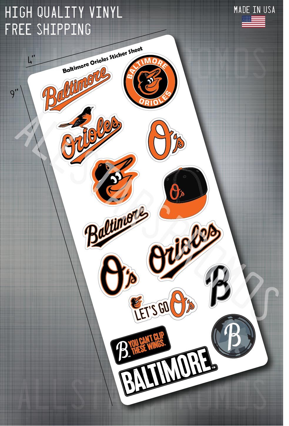 14x Baltimore Orioles City Connect Decal Sticker Sheet | eBay