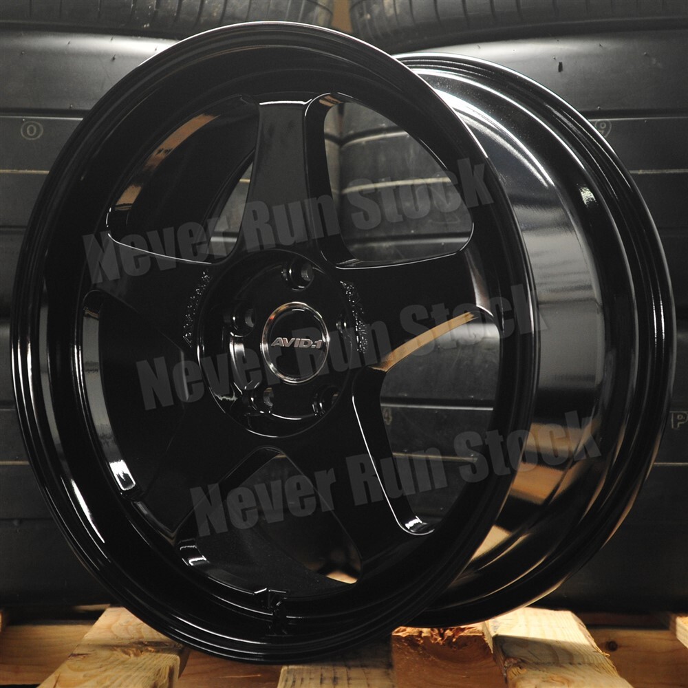AVID.1 AV-42 18x8.5 5x112 +35 OFFSET GLOSS BLACK 5 SPOKES SPORT 4 ...