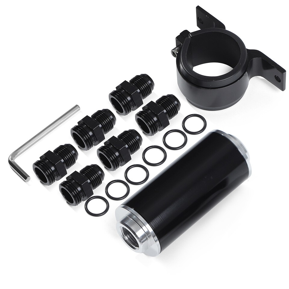 10 Micron Inline Fuel Filter w/ 6AN 8AN 10AN Adapter Fitting An8 Fuel ...
