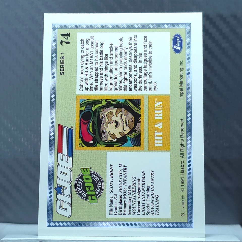 1991 Impel GI Joe HIT & RUN OFFICIAL BATTLE GEAR #74 | eBay