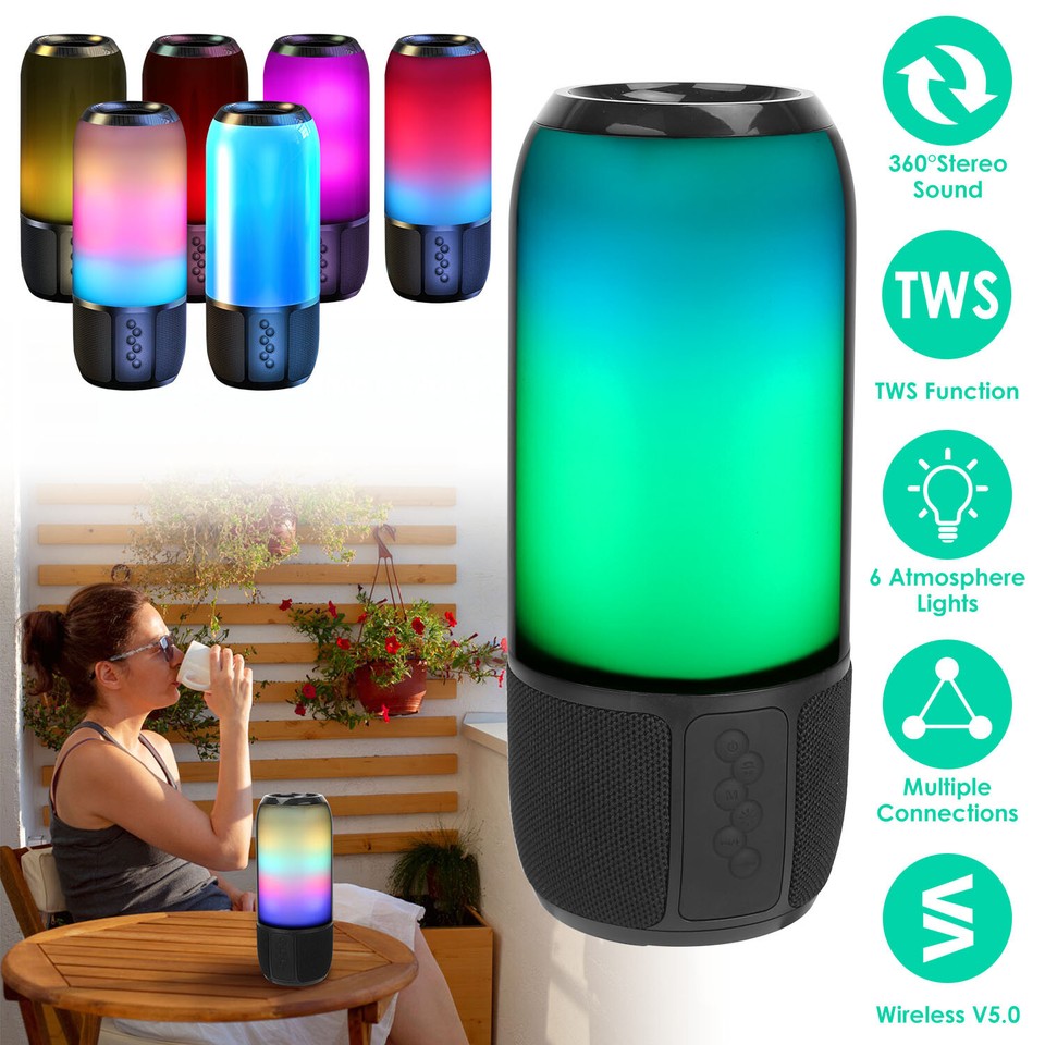 New Wireless Portable Speaker with Color-Changing Lights & TWS Mode | eBay