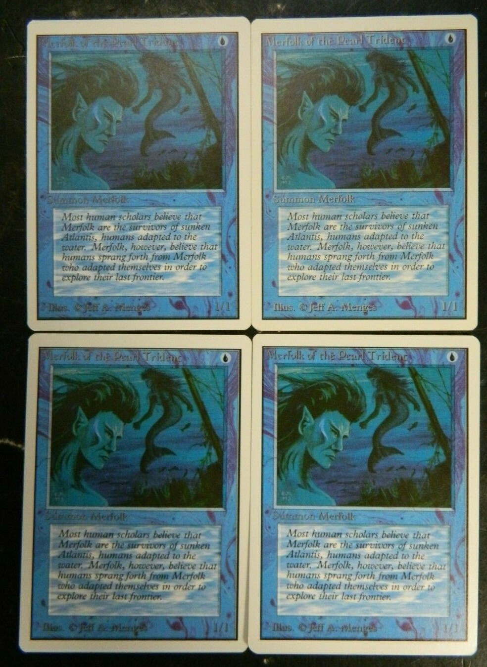 Vintage MTG Unlimited Merfolk Of The Pearl Trident x4 Blue Common Cards ...