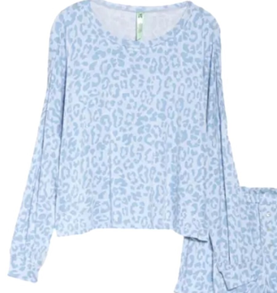 NWT HoneyDew L Cove Leopard Starlight French Terry Lounge Top Blue ...