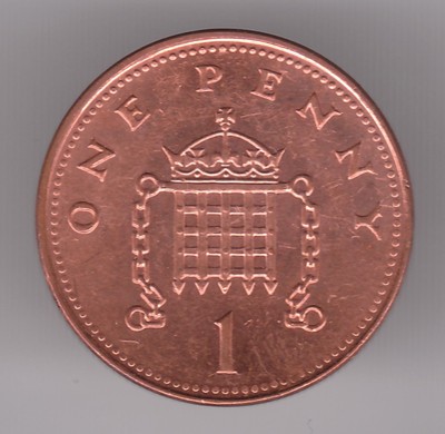 United Kingdom 2008 1p Pence Copper Plated Steel Coin - Last Portcullis ...